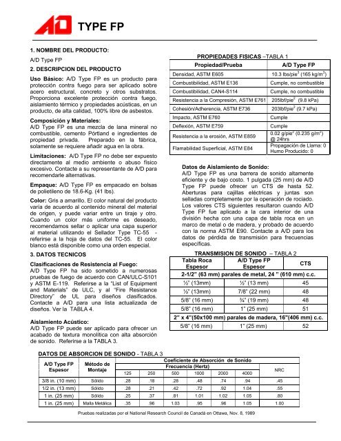 TYPE FP - A/D Fire Protection Systems