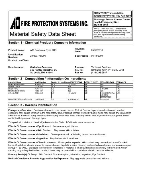 Type 7HD - A/D Fire Protection Systems
