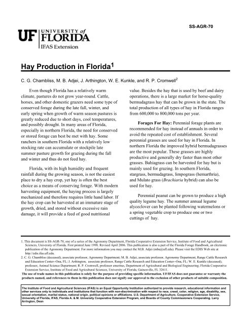 Hay Production in Florida - eXtension