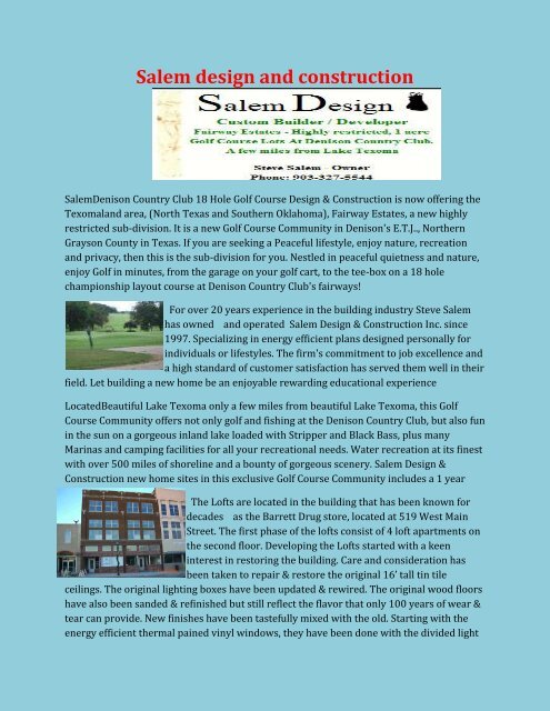 Salem design and construction