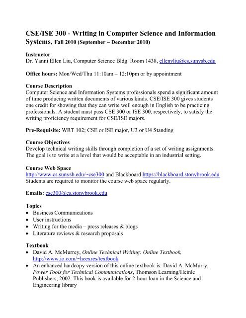 CSE/ISE 300 - Writing in Computer Science and Information
