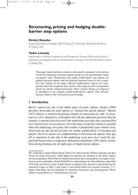 Structuring, pricing and hedging double-barrier step options - Risk.net