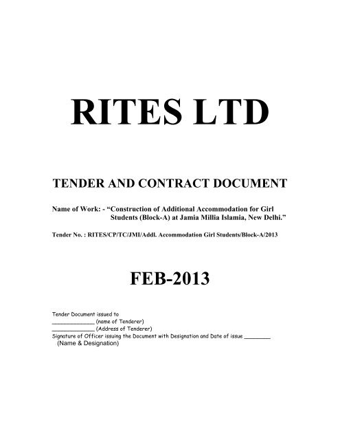rites ltd tender and contract document