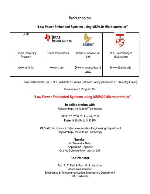 Low Power Embedded Systems using MSP430 Microcontroller
