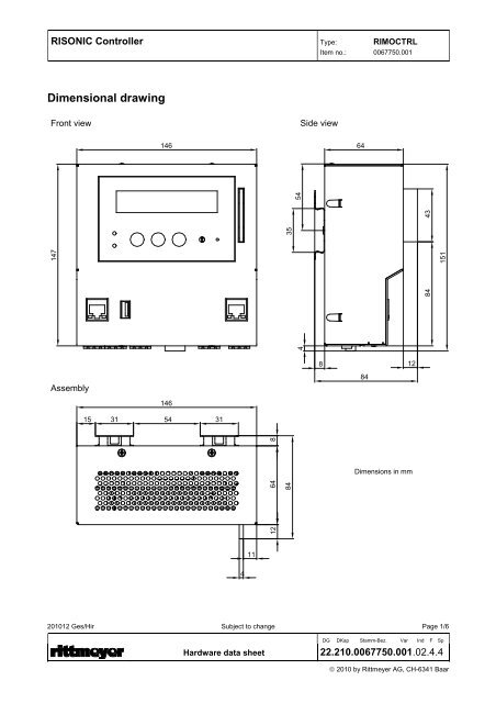 Controller Data sheet - Rittmeyer