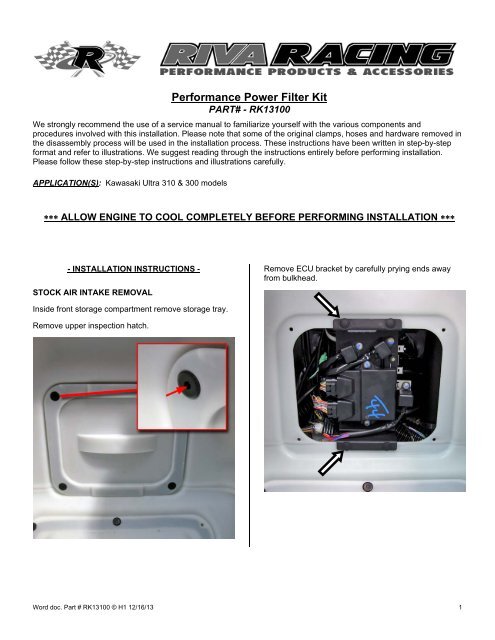 Performance Power Filter Kit - RIVA Racing