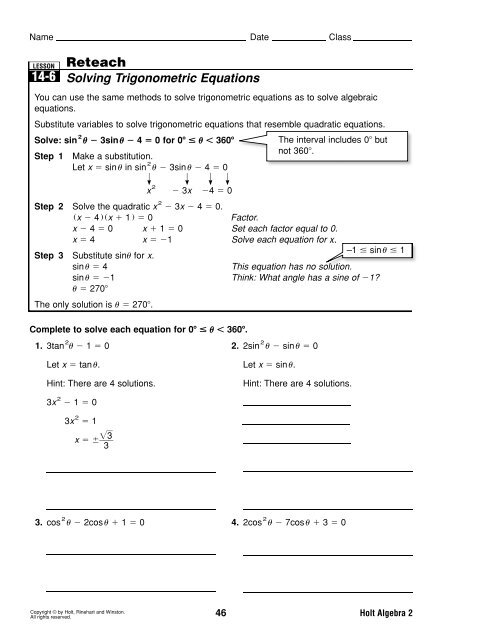14 6 Solving Trigonometric Equations Answers - Tessshebaylo 14 6 Solving Trigonometric Equations Answers - Tessshebaylo