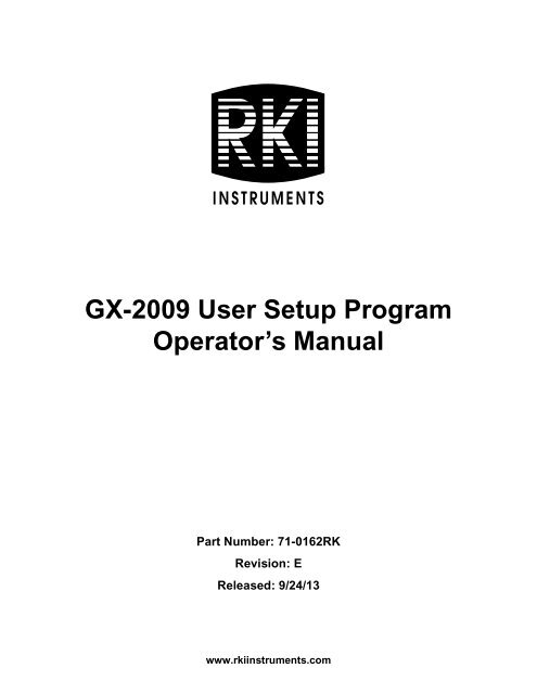 GX-2009 User Setup Program - RKI Instruments