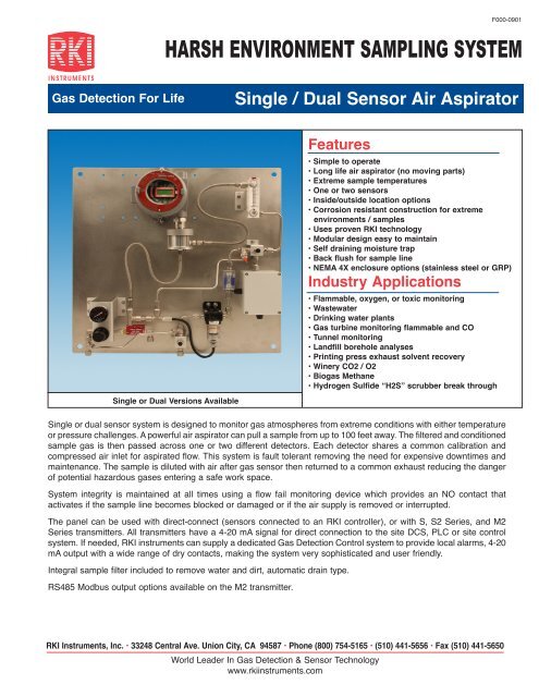 Air Aspirator sampling system - RKI Instruments