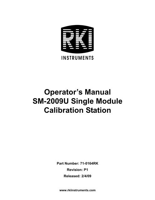 Operator's Manual SM-2009U Single Module ... - RKI Instruments