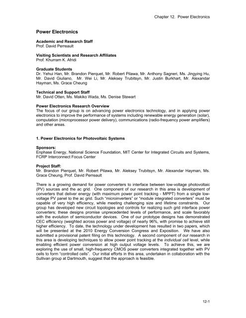 Power Electronics - Research Laboratory of Electronics - MIT