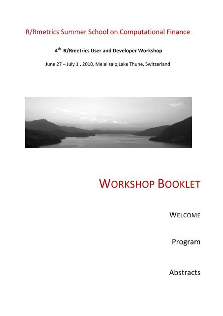 WORKSHOP BOOKLET - Rmetrics