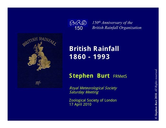 British Rainfall 1860 - 1993 - Royal Meteorological Society