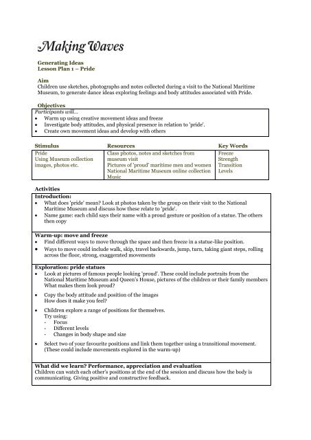 Generating Ideas Lesson Plan 1 - National Maritime Museum