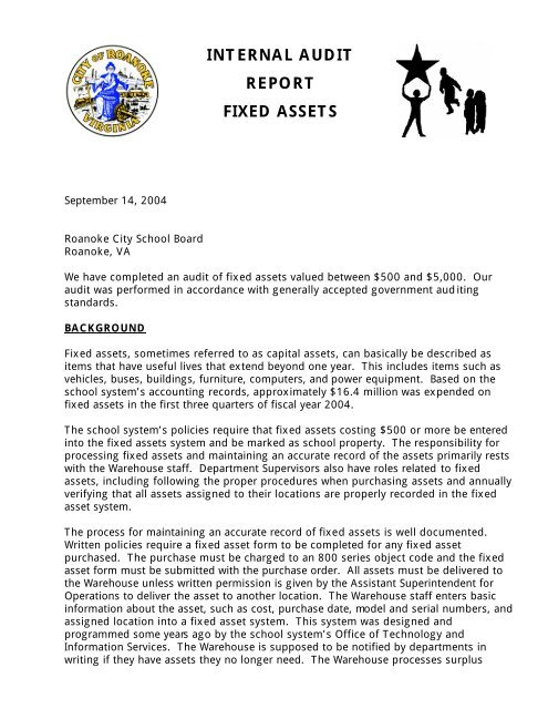 Internal audit report fixed assets - Roanoke