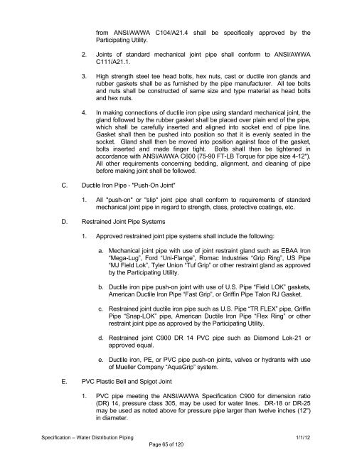 from ANSI/AWWA C104/A21.4