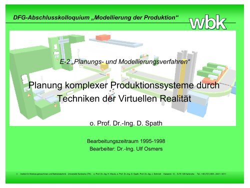 Planung komplexer Produktionssysteme durch Techniken der ...