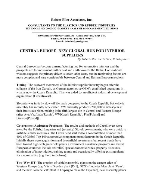 central europe - Robert Eller Associates, Inc.