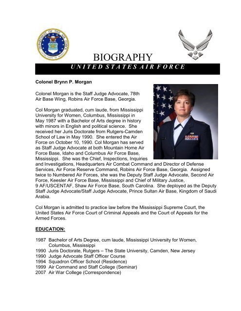 Colonel Brynn P. Morgan - Robins Air Force Base