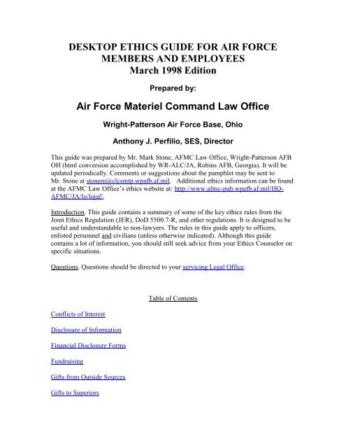 Desktop ethics guide for air force members and - Robins Air Force ...