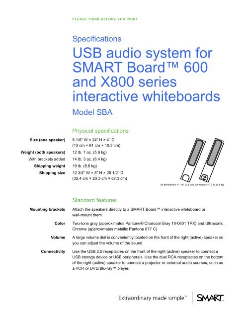 USB audio system for SMART Board 600 and ... - SMARTBoard.fr