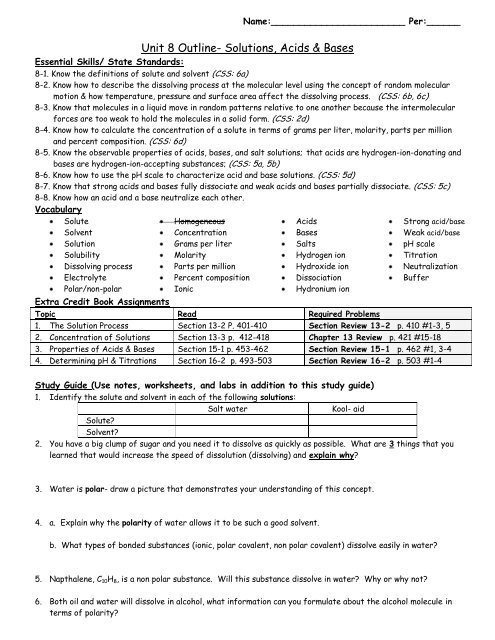 Unit 8 Outline/ Study Guide