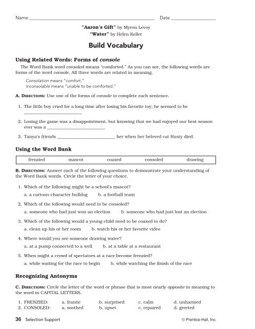 Selection Support: Skills Development Workbook; Unit 2: Reaching ...