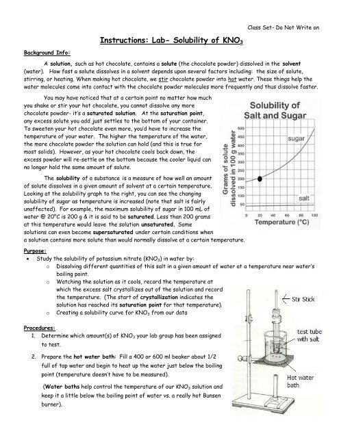 Instructions: Lab- Solubility of KNO3