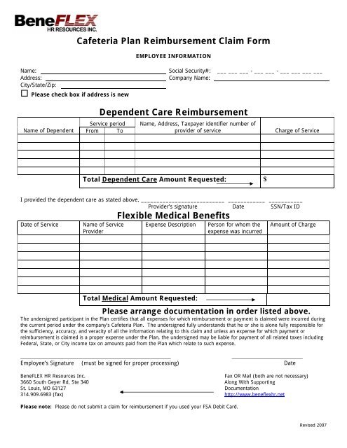 Beneflex Claim Form