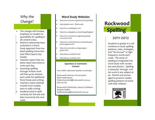 Spelling Brochure 11-12 - Rockwood School District