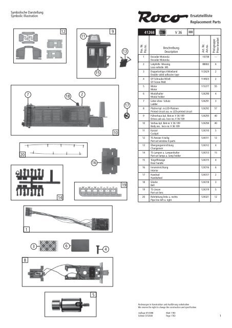 Ersatzteilblatt - Roco