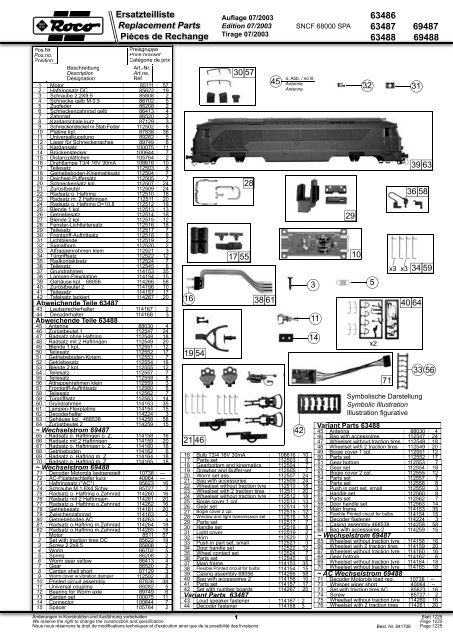 Ersatzteilliste Replacement Parts 63486 63487 69487 63488 ... - Roco