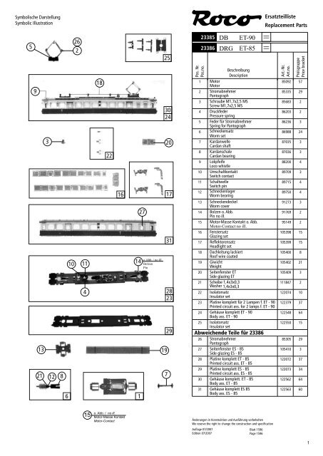 Ersatzteilblatt - Roco