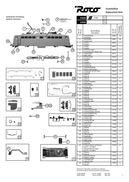Ersatzteilliste Replacement Parts 63606 1142 69606