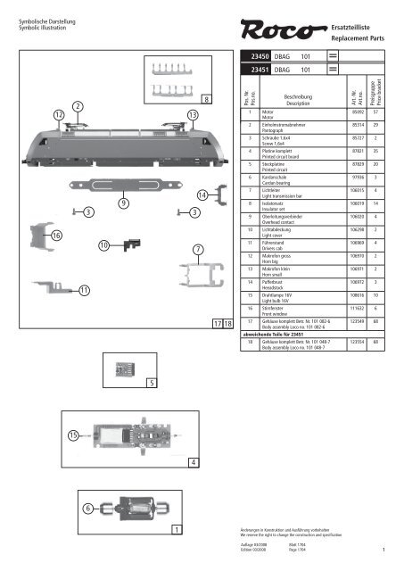 Ersatzteilblatt - Roco