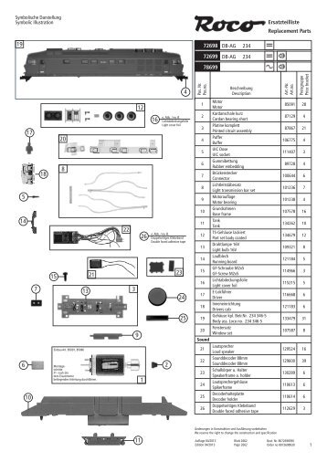 Ersatzteilblatt - Roco