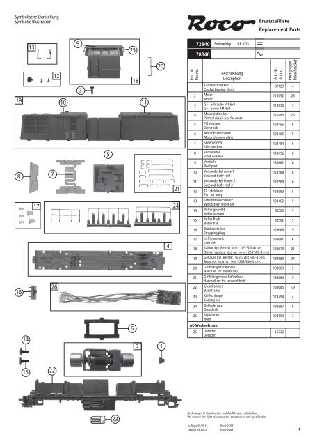 Ersatzteilblatt - Roco