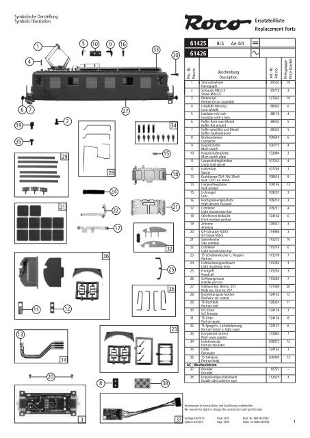Ersatzteilblatt - Roco