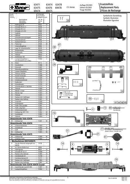 Ersatzteilliste Replacement Parts 63471 63474 63478 63475 ... - Roco