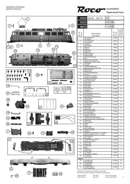 Ersatzteilliste Replacement Parts BR 110 DB-AG - Roco