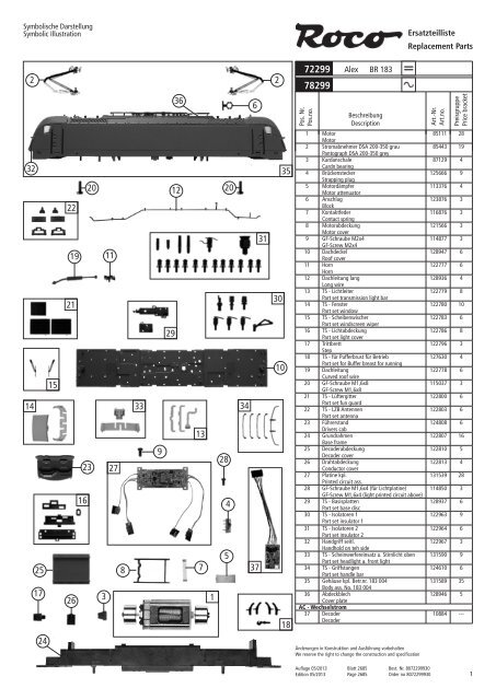 Fiche des pièces détachées - Roco