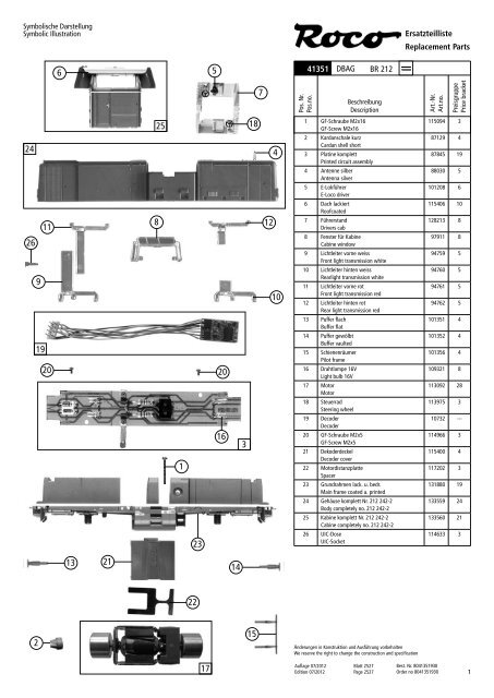 Ersatzteilblatt - Roco