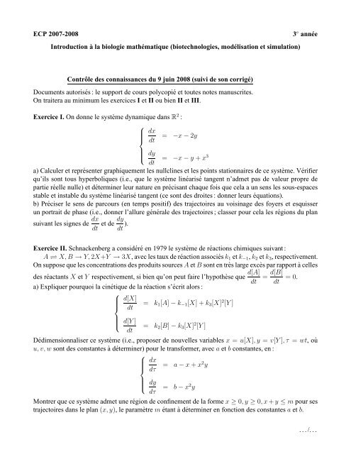 sujet d'examen 2008 avec son corrigé
