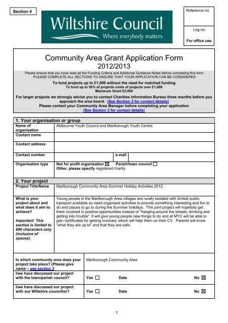 Application form, item 11. PDF 126 KB - Wiltshire Council