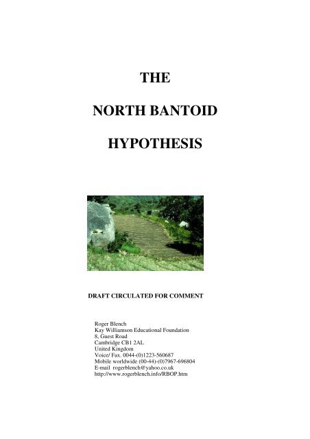 THE NORTH BANTOID HYPOTHESIS - Roger Blench