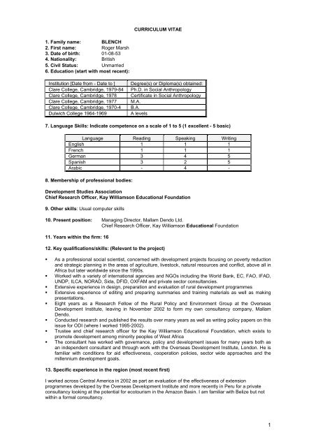 EC format - Roger Blench