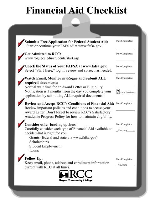 Financial Aid Checklist