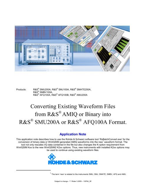 Converting Existing Waveform Files From Rands Rohde And Schwarz