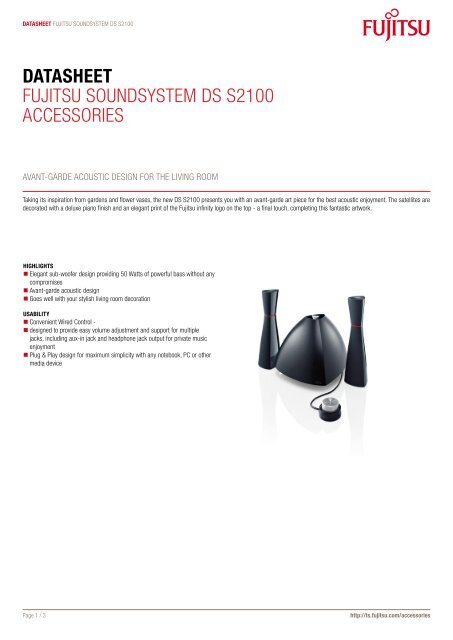 Datasheet Fujitsu sOuNDsYstEM Ds s2100 AccEssOriEs