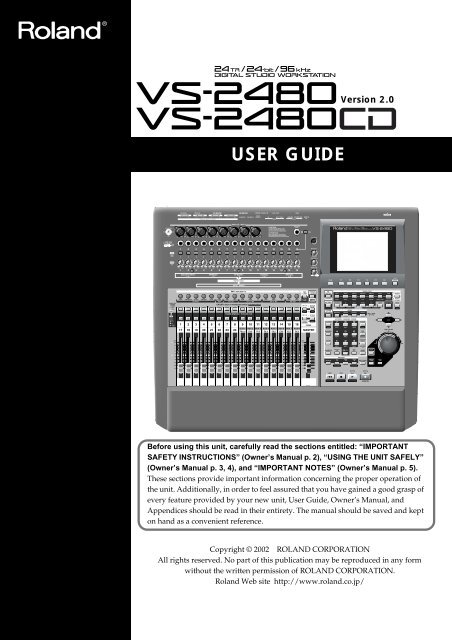 VS-2480 Version 2.0 & VS-2480CD User Guide - Roland UK